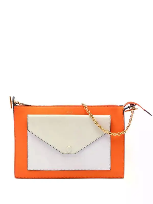 Celine Tricolor Leather Pocket Envelope Zip Crossbody Bag