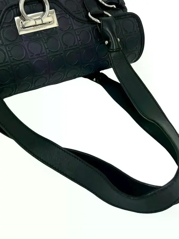 FERRAGAMO Gancini Embossed Leather Shoulder Bag