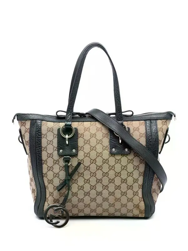 Gucci Gg Canvas Charm Satchel - Black
