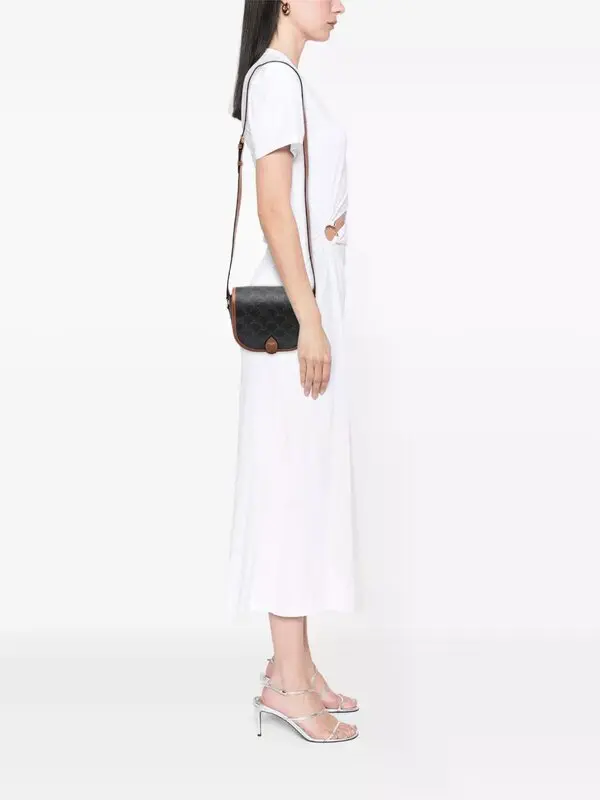 Celine Medium Triomphe Coated Canvas Folco Crossbody Bag