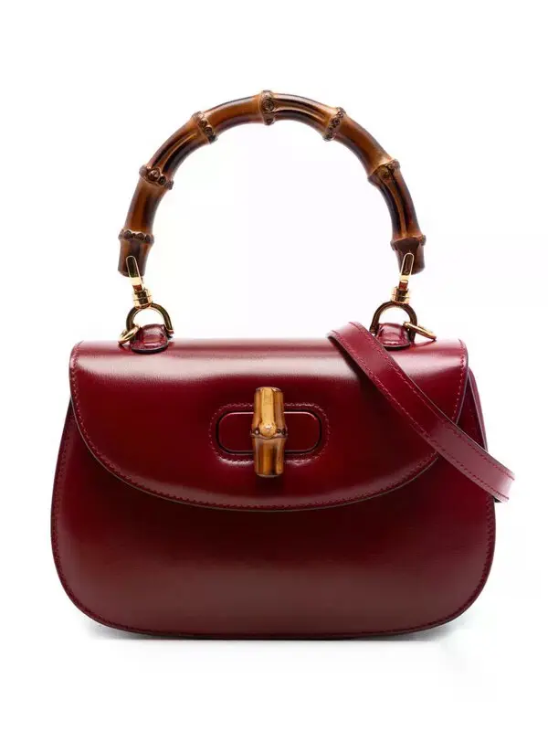 Gucci Bamboo Top Handle Bag Satchel - Red