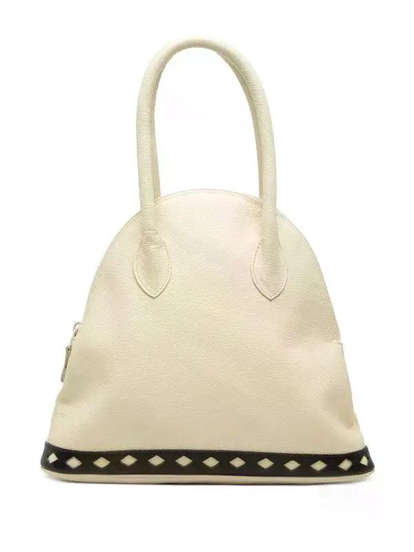 Saint Laurent 20th Century Leather Dome Diamond Cut Handbag - White