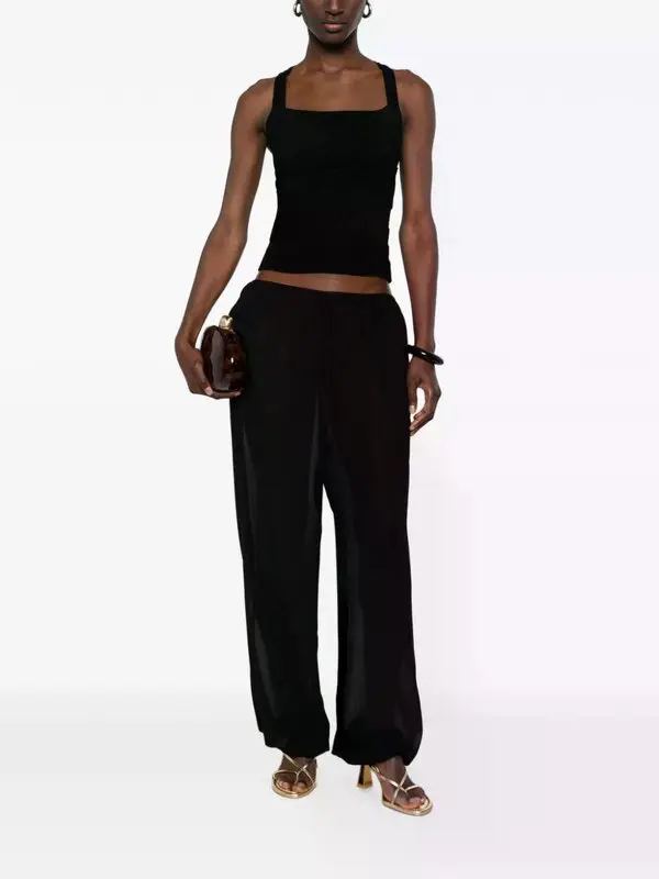 Cult Gaia Embroidered Square-neck Sleeveless Top - Black