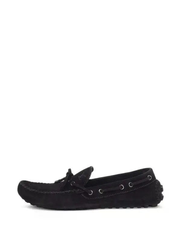 LOUIS VUITTON Suede Loafers With Bow Detail - Black