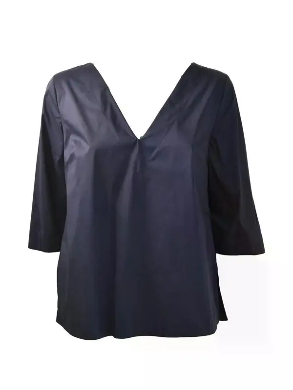 Liviana Conti V-neck Box-pleat Top - Blue