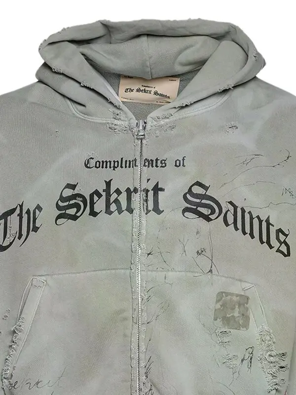SEKRIT Distressed Zip-up Hoodie