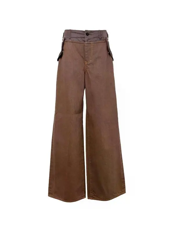 Sacai Contrast Panel Jeans - Brown