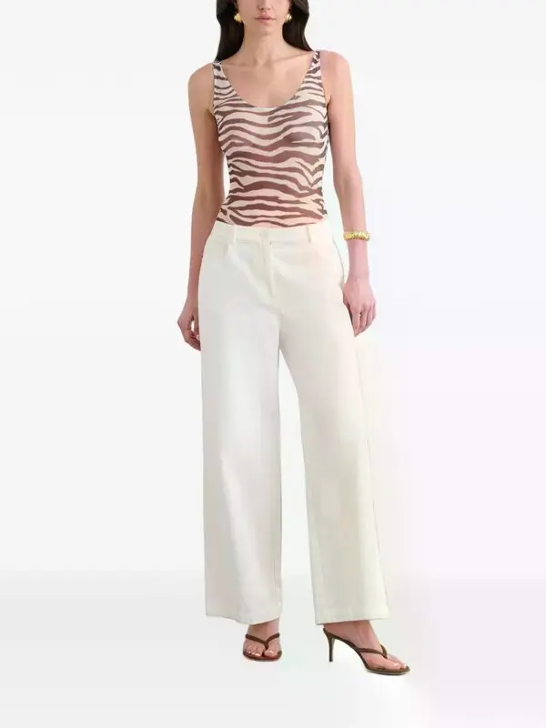 TOCCIN Wyatt Zebra-print Scoop Neck Bodysuit