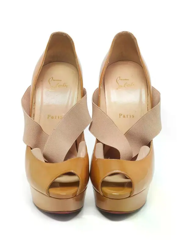 CHRISTIAN LOUBOUTIN Cross-strap Peep-toe Pumps - Neutrals