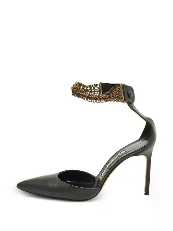 Manolo Blahnik Chain-embellished Mary Jane Pumps - Black