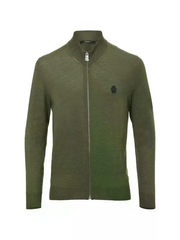 BILLIONAIRE Logo Patch Zip-up Cardigan - Green