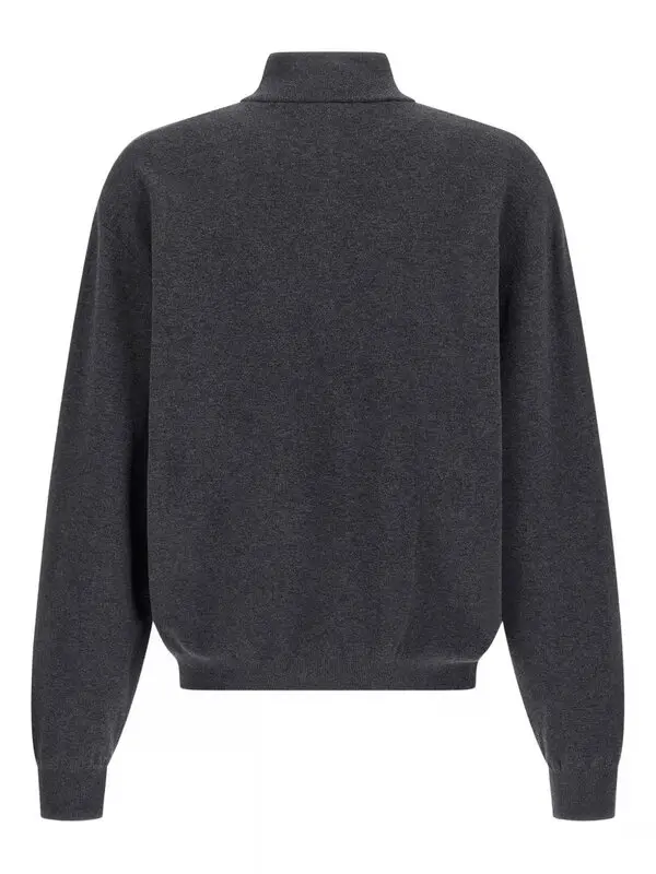 Balenciaga Organic Cotton Half-zip Sweater - Black