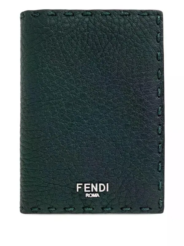 Fendi Stitched-detail Leather Cardholder - Green