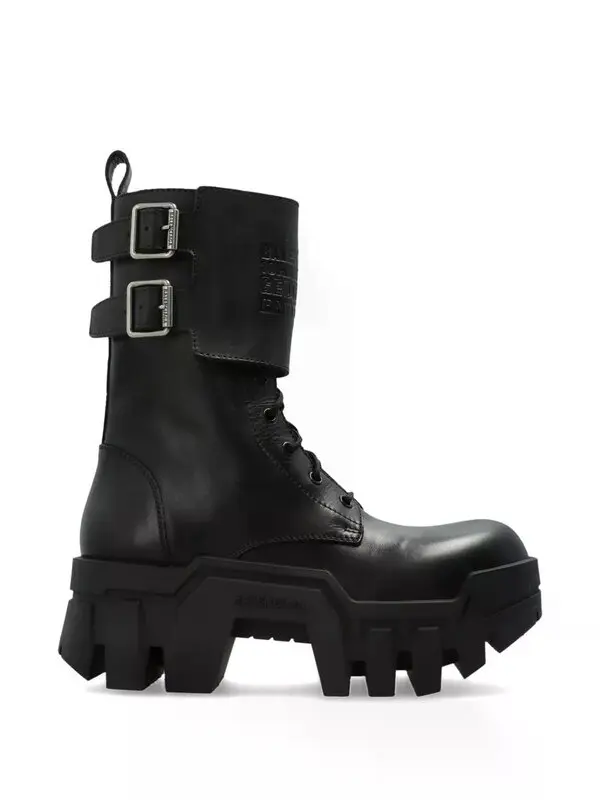 Balenciaga Bulldozer Combat Leather Ankle Boots