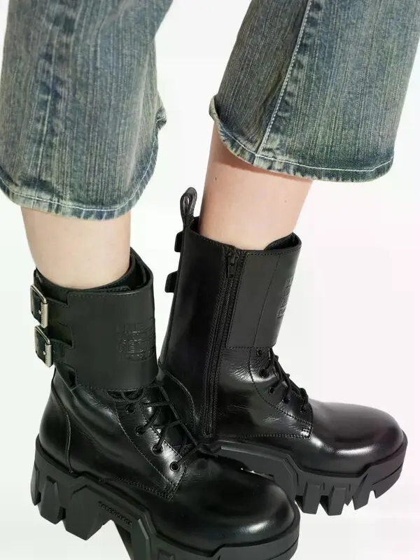 Balenciaga Bulldozer Combat Leather Ankle Boots