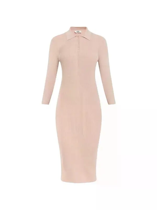 Fendi Wool And Silk Ribbed Knit Dress - Pink