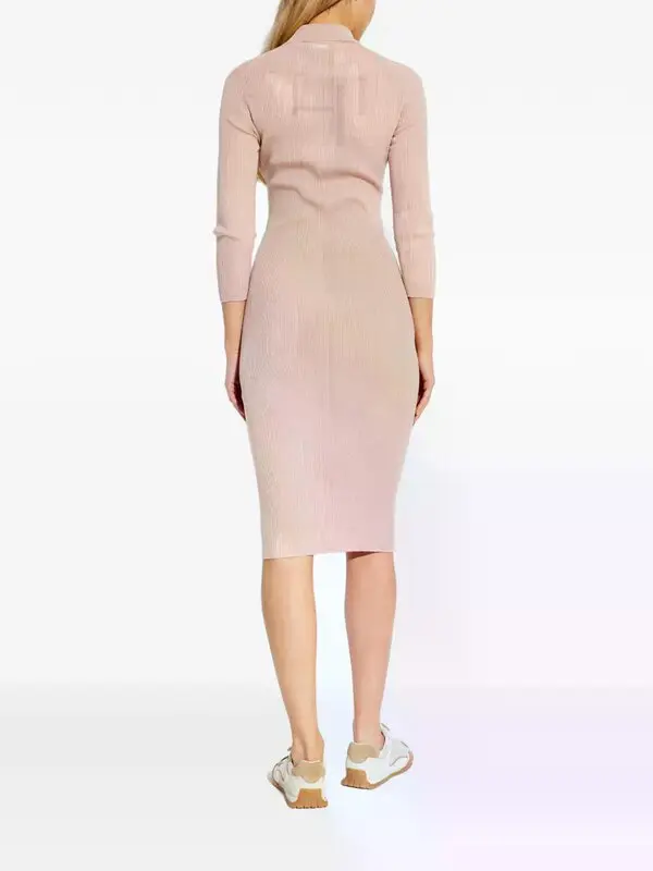 Fendi Wool And Silk Ribbed Knit Dress