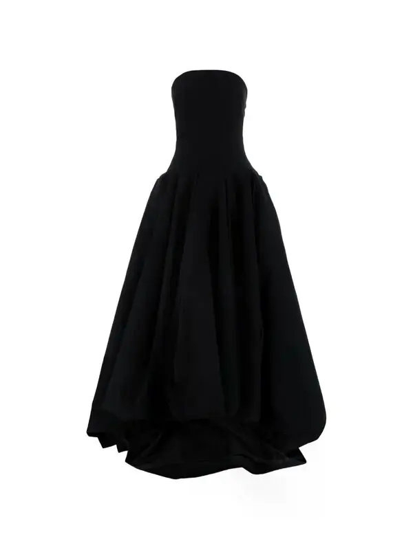 Balenciaga Strapless Pleated Maxi Dress - Black