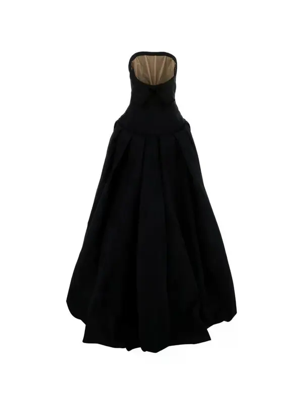 Balenciaga Strapless Pleated Maxi Dress