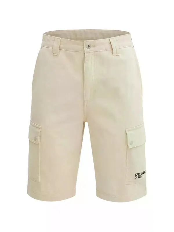 Karl Lagerfeld Beige Twill Cargo Shorts