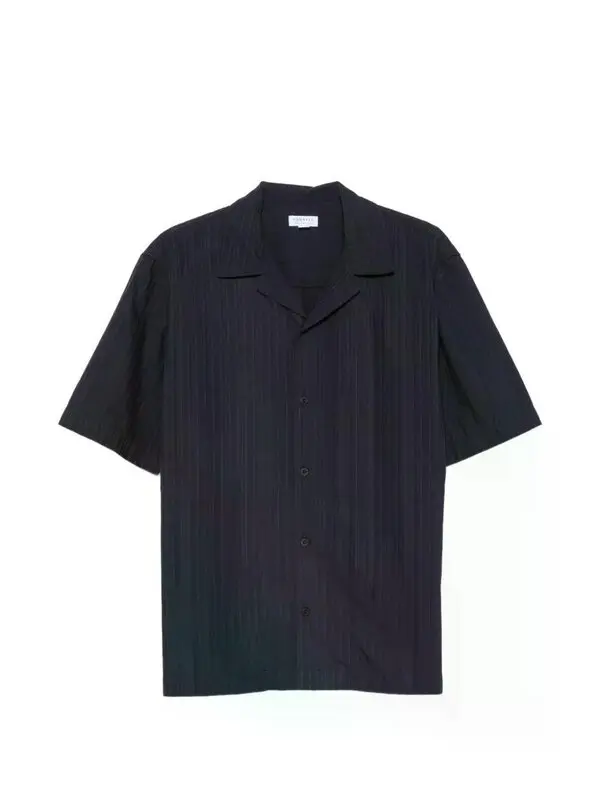 Sunspel Textured-stripe Camp-collar Shirt - Blue