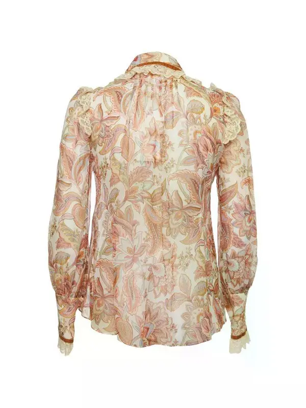 Zimmermann Lucky Lace Floral-print Blouse - Neutrals