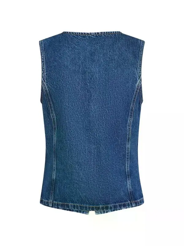 Karl Lagerfeld Logo-embroidered Sleeveless Denim Top
