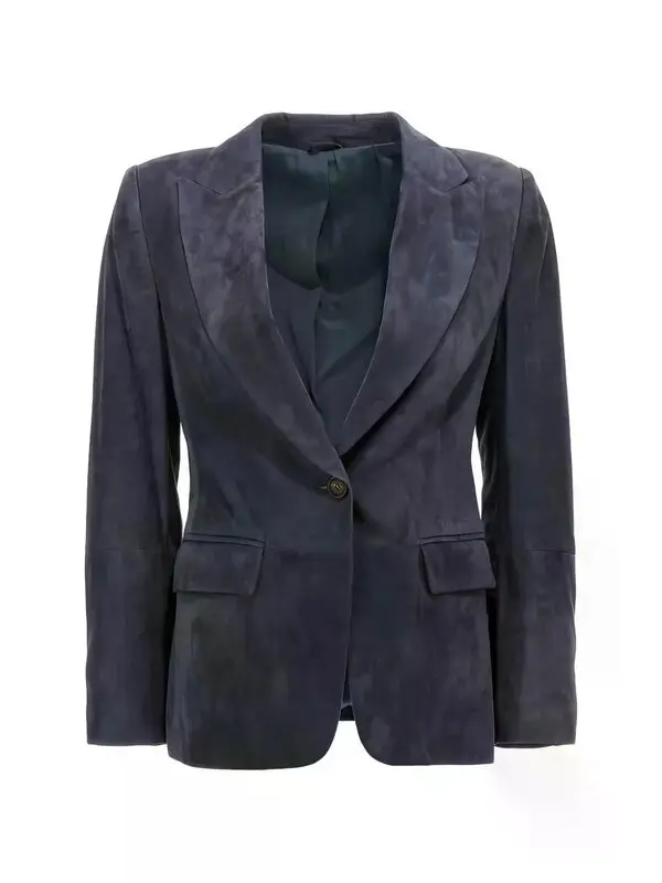 Brunello Cucinelli Single-breasted Suede Blazer - Blue