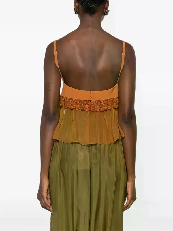 Chloé Lace Trim Sweetheart Neck Blouse