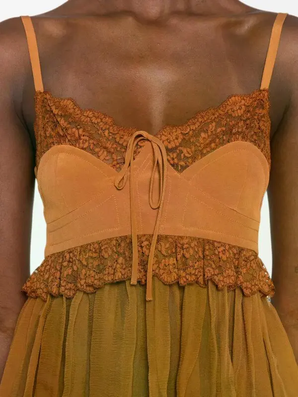 Chloé Lace Trim Sweetheart Neck Blouse