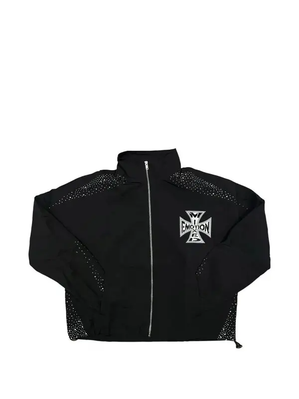 MIXED EMOTION Crystal-embellished Zip-up Jacket - Black