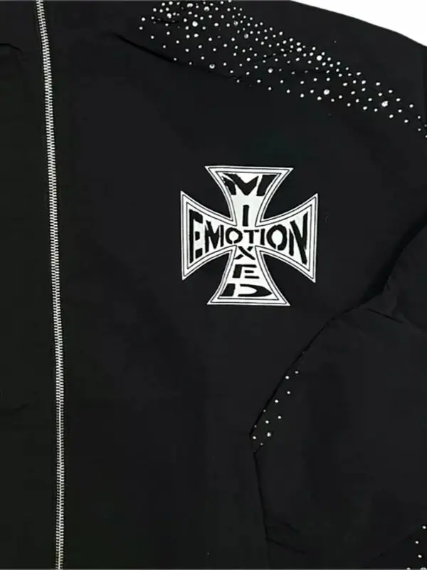 MIXED EMOTION Crystal-embellished Zip-up Jacket