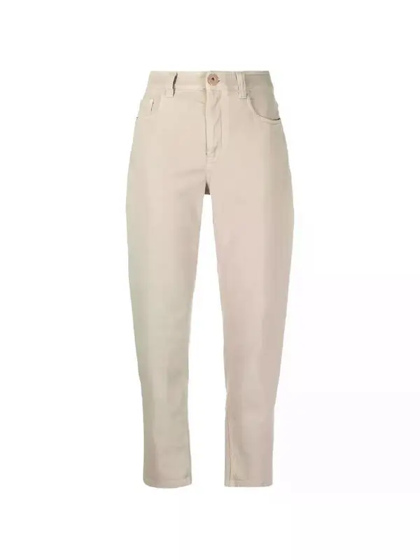 Brunello Cucinelli Beige Cotton Cropped Trousers