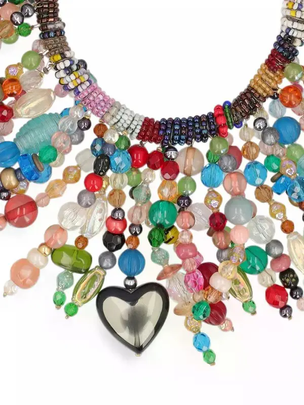 Vintage Beaded Heart Pendant Necklace