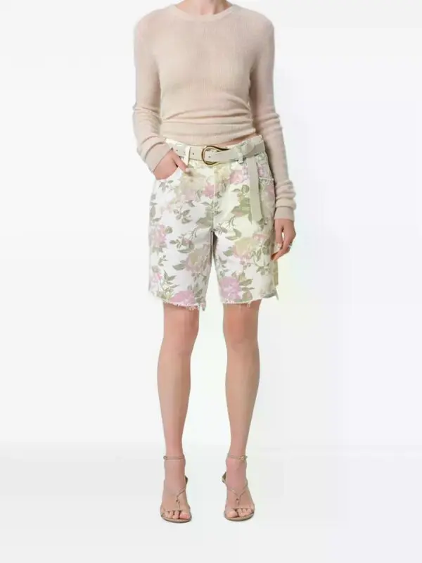 Citizens Of Humanity Floral Print Raw Hem Shorts