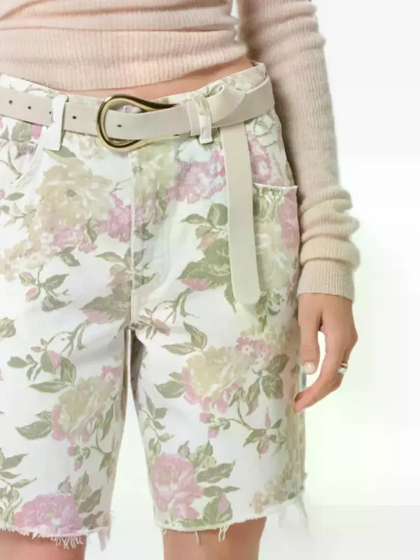 Citizens Of Humanity Floral Print Raw Hem Shorts