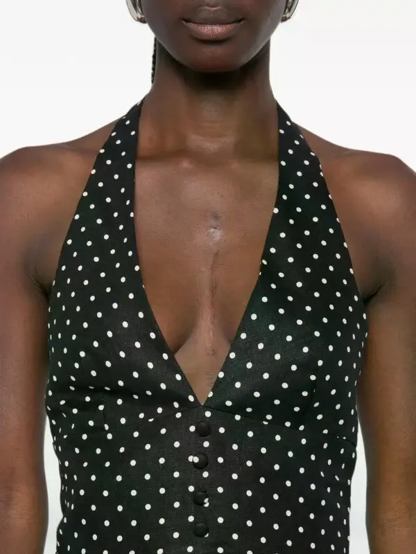 Faithfull The Brand Sofia Polka-dot Halterneck Playsuit