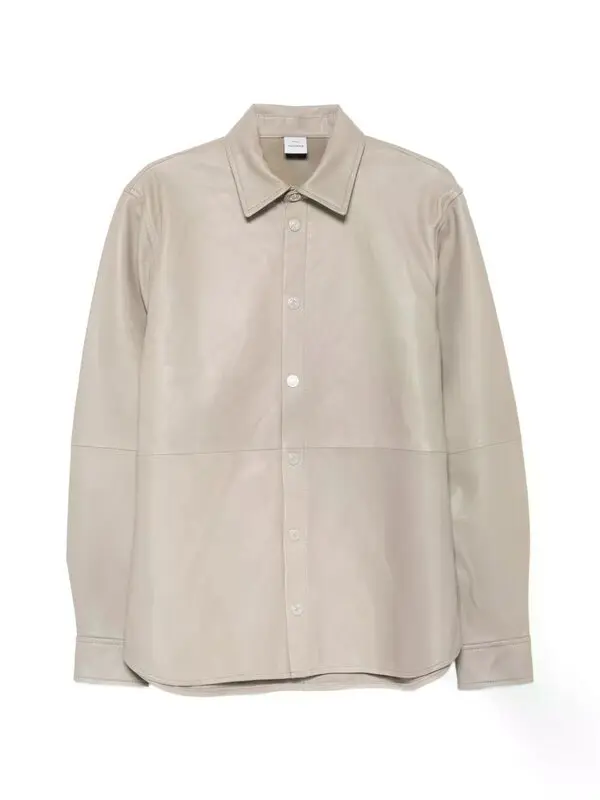 WON HUNDRED Long-sleeve Leather Shirt - Grey