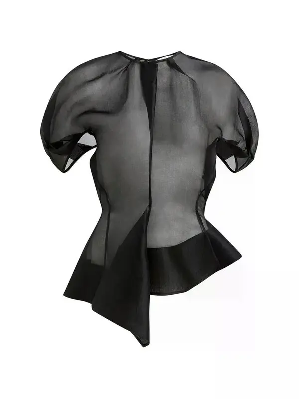 Khaite Asymmetric Draped Silk Top - Black