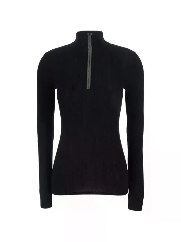 Brunello Cucinelli Monili-embellished Ribbed Knit Sweater - Black