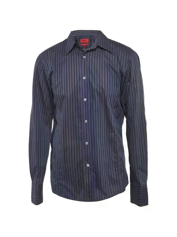Hugo Boss Striped Short-length Button-down Cotton Shirt - Blue