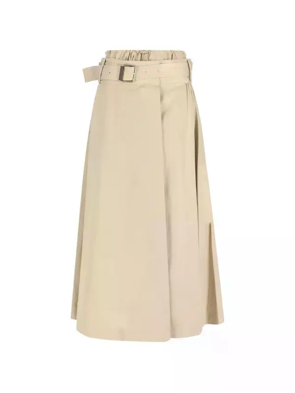 Loewe Belted Pleated Midi Skirt - Neutrals