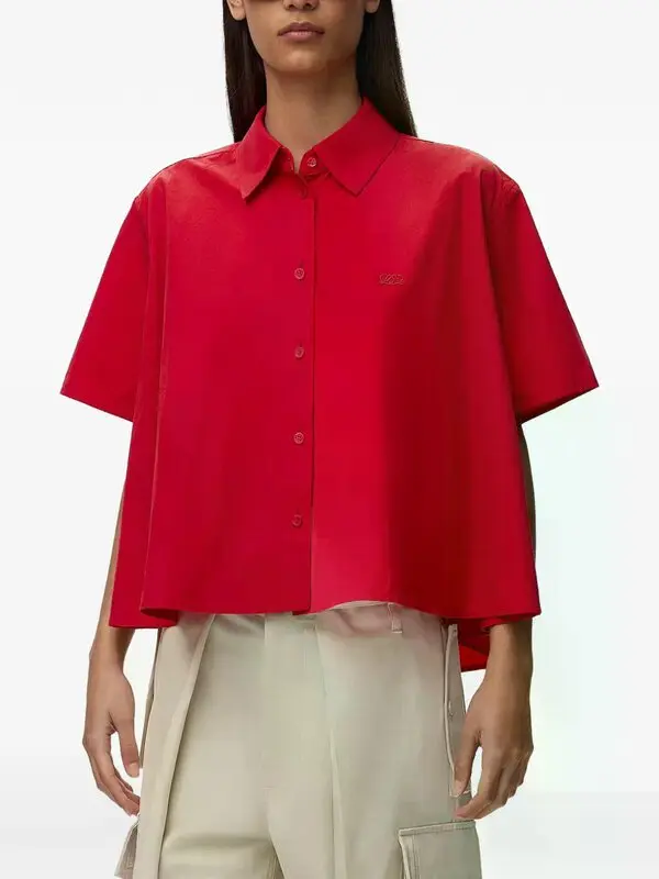Loewe Logo Embroidered Boxy Fit Shirt - Red