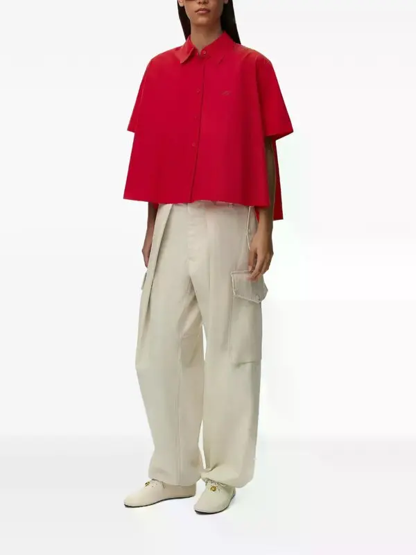 Loewe Logo Embroidered Boxy Fit Shirt - Red