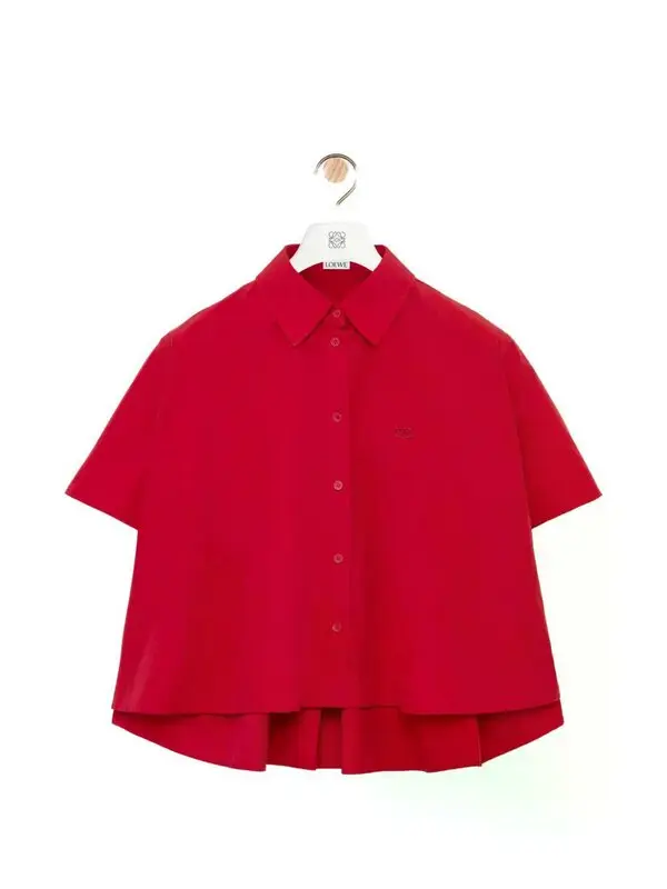 Loewe Logo Embroidered Boxy Fit Shirt - Red