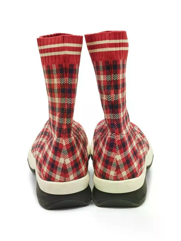 Fendi Check-pattern Knit High-top Sneakers