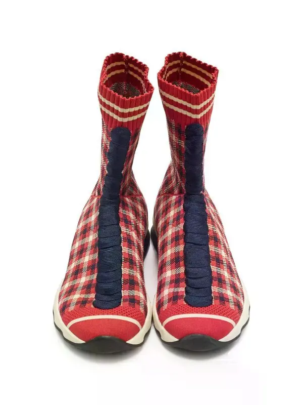 Fendi Check-pattern Knit High-top Sneakers