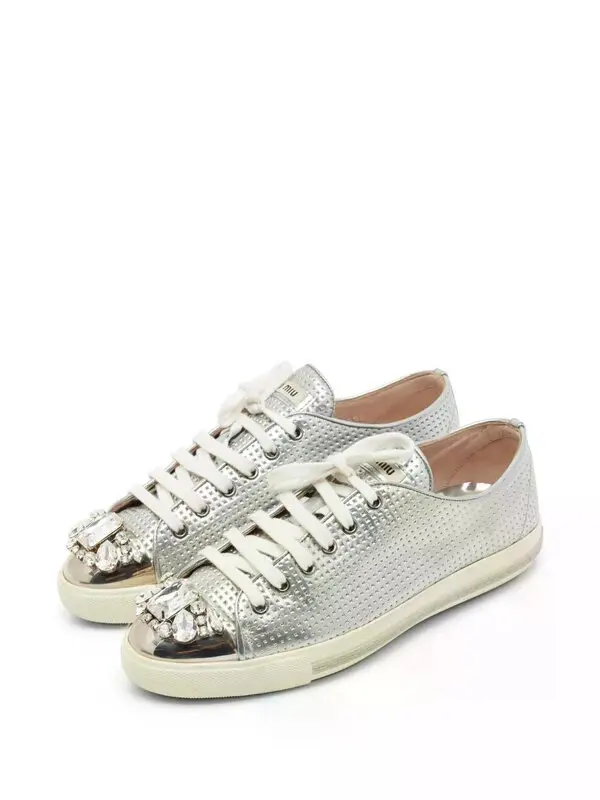 Miu Miu Embellished Leather Sneakers