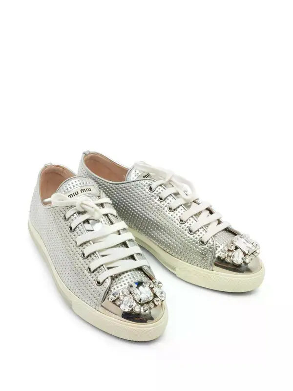 Miu Miu Embellished Leather Sneakers