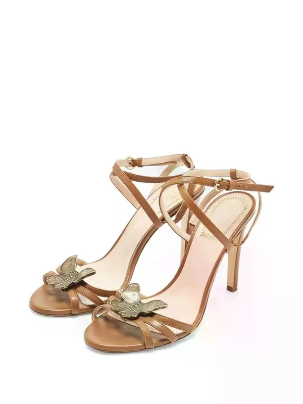 Etro Butterfly Embellished Ankle Strap Stiletto Sandals - Brown